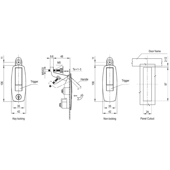Key Locking CH751 Black Lever Latch 1244 | Access Hardware