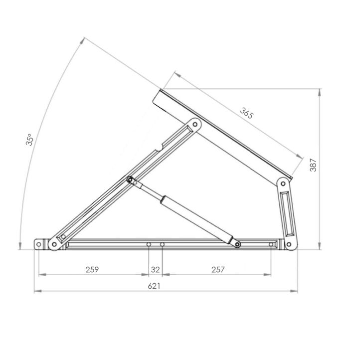Bed Bracket with 750N Gas Strut for single beds