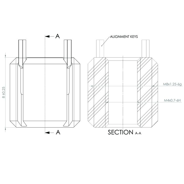 M4-M8 Stainless Steel Key Locking Threaded Insert with a 8mm Depth